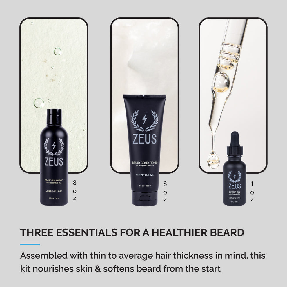 Zeus Thin to Normal Thickness Starter Beard Care Kit | Zeus