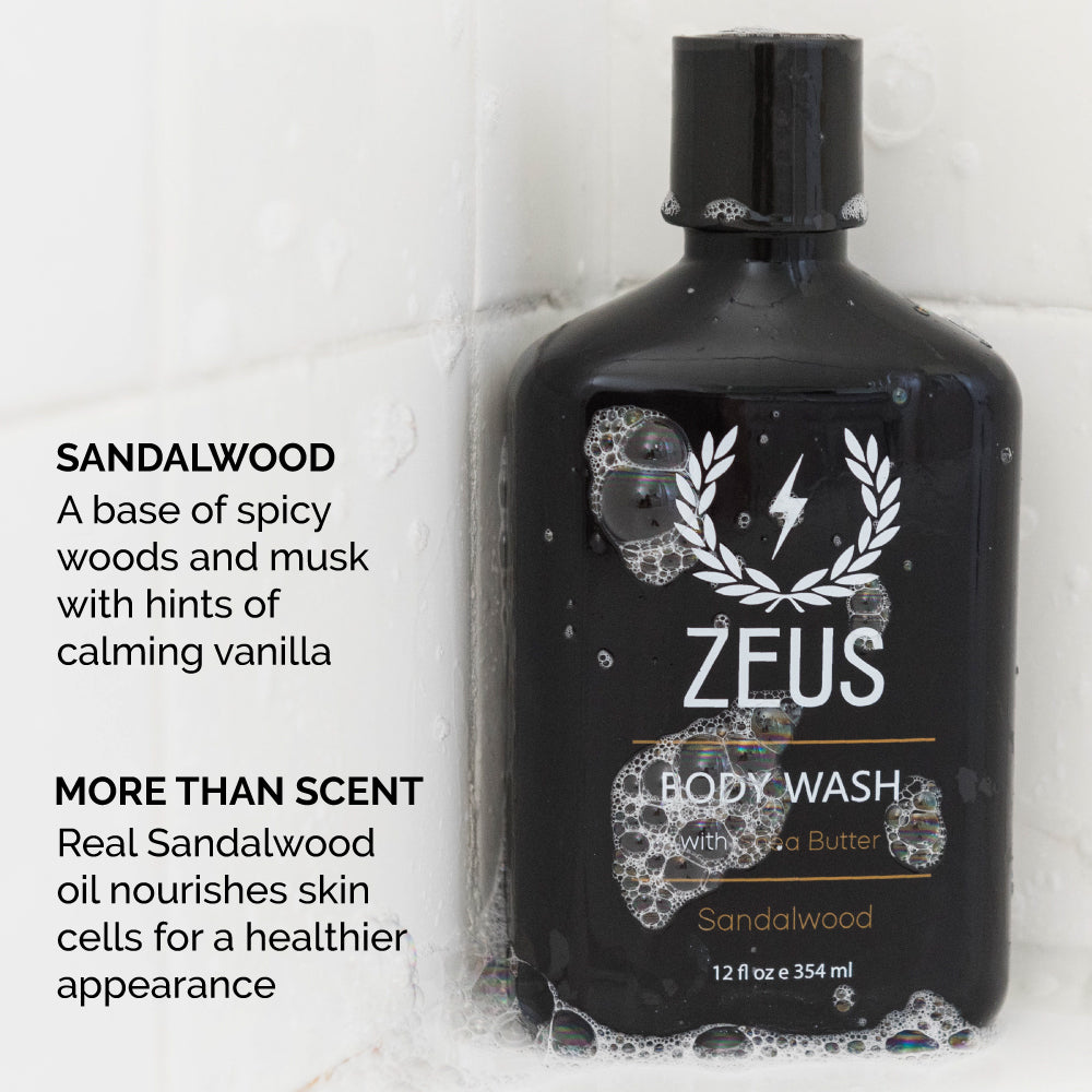 Zeus Body Wash, Sandalwood, 12 fl oz | Zeus